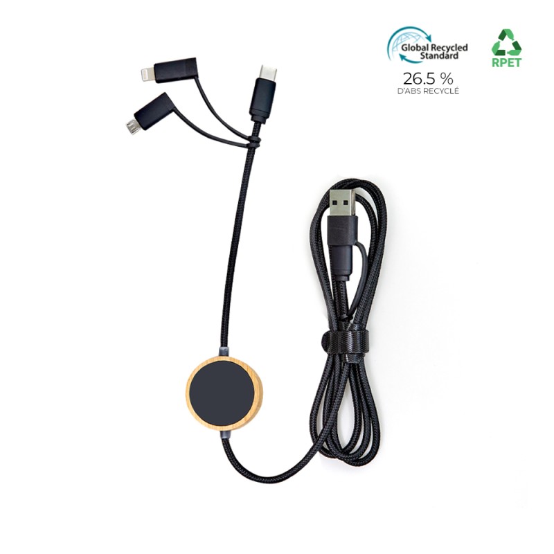 Câble recyclé 5-en-1 avec LED - BLUETECH