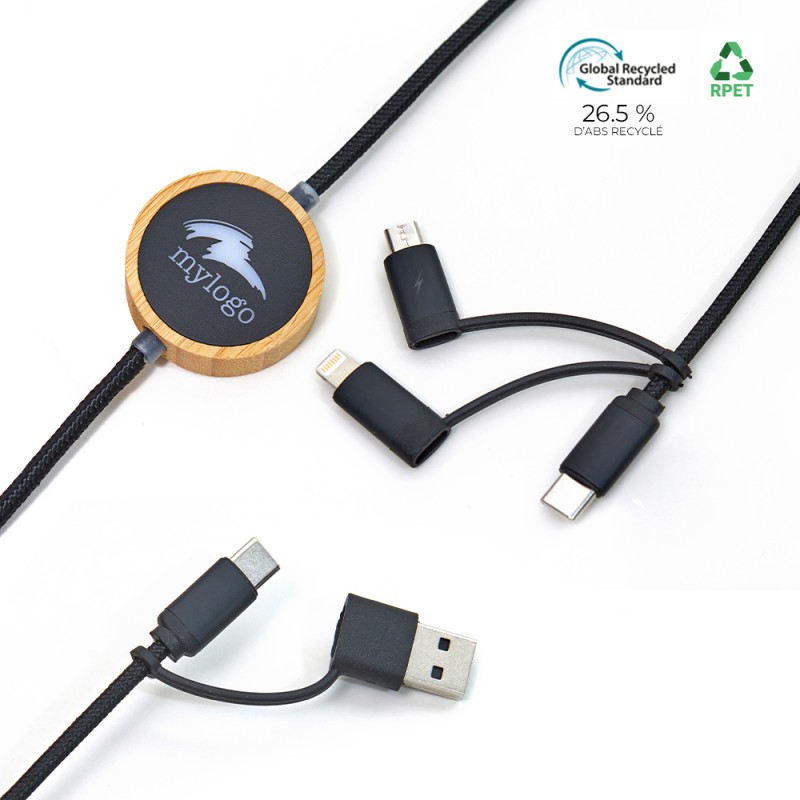 Câble recyclé 5-en-1 avec LED - BLUETECH